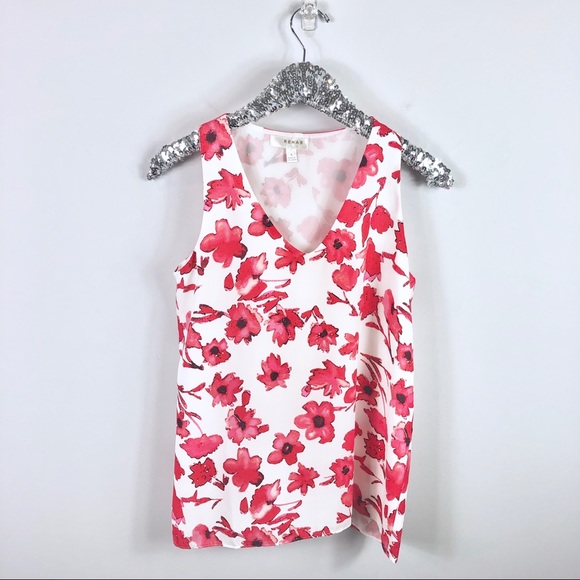 Kenar | Tops | Kenar White And Pink Floral Tank Red Flowers Sm | Poshmark